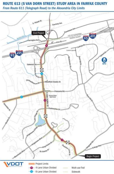 VDOT asking for feedback on improving S. Van Dorn Street at Franconia ...